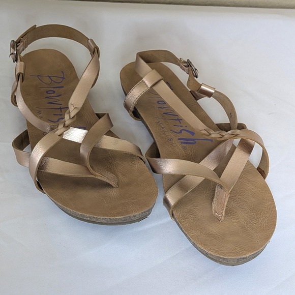Blowfish | Shoes | Blowfish Malibu Strappy Metallic Rose Gold Sandals ...